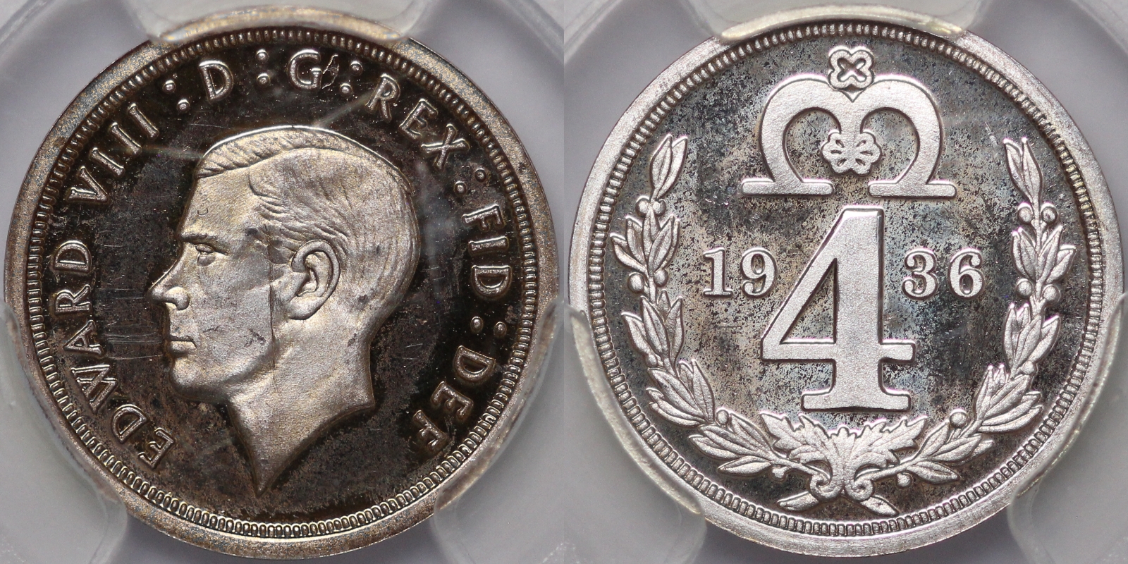 PCGS PR68-PR64DC Great Britain "1936" Edward VIII 4-Coin Silver Proof Maundy Set - Imperial ...