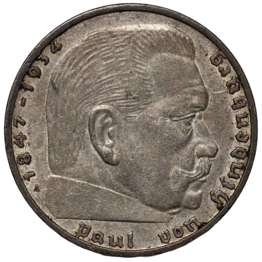 Germany - Third Reich 1939-A 2 Reichsmark KM# 93 Swastika-Hindenburg ...