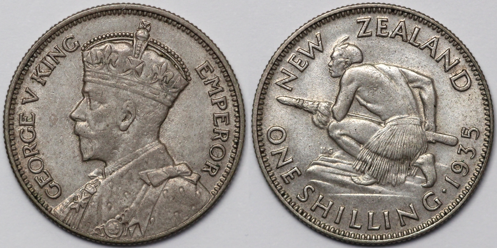 New Zealand 1935 Shilling 1/- George V KM# 3 World Silver Coin Better Date - Imperial Numismatics