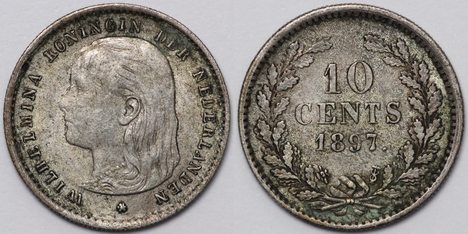 Netherlands 1897 10 Cents KM# 116 Wilhelmina I World Silver Coin ...