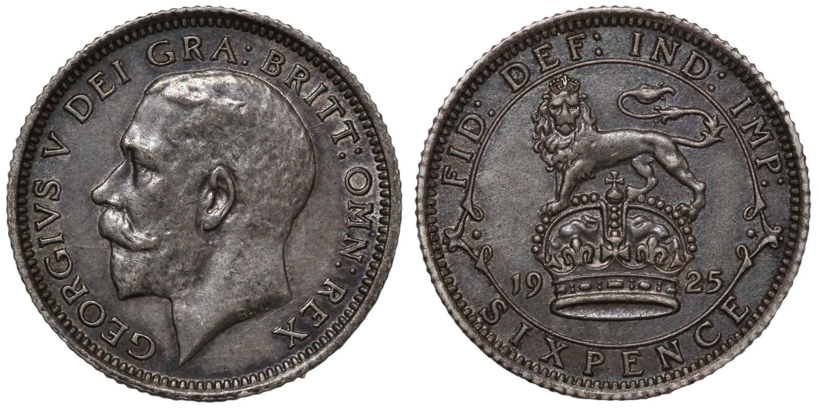 Great Britain 1925 Sixpence 6D George V Broader Rim S-4025 Silver Coin ...