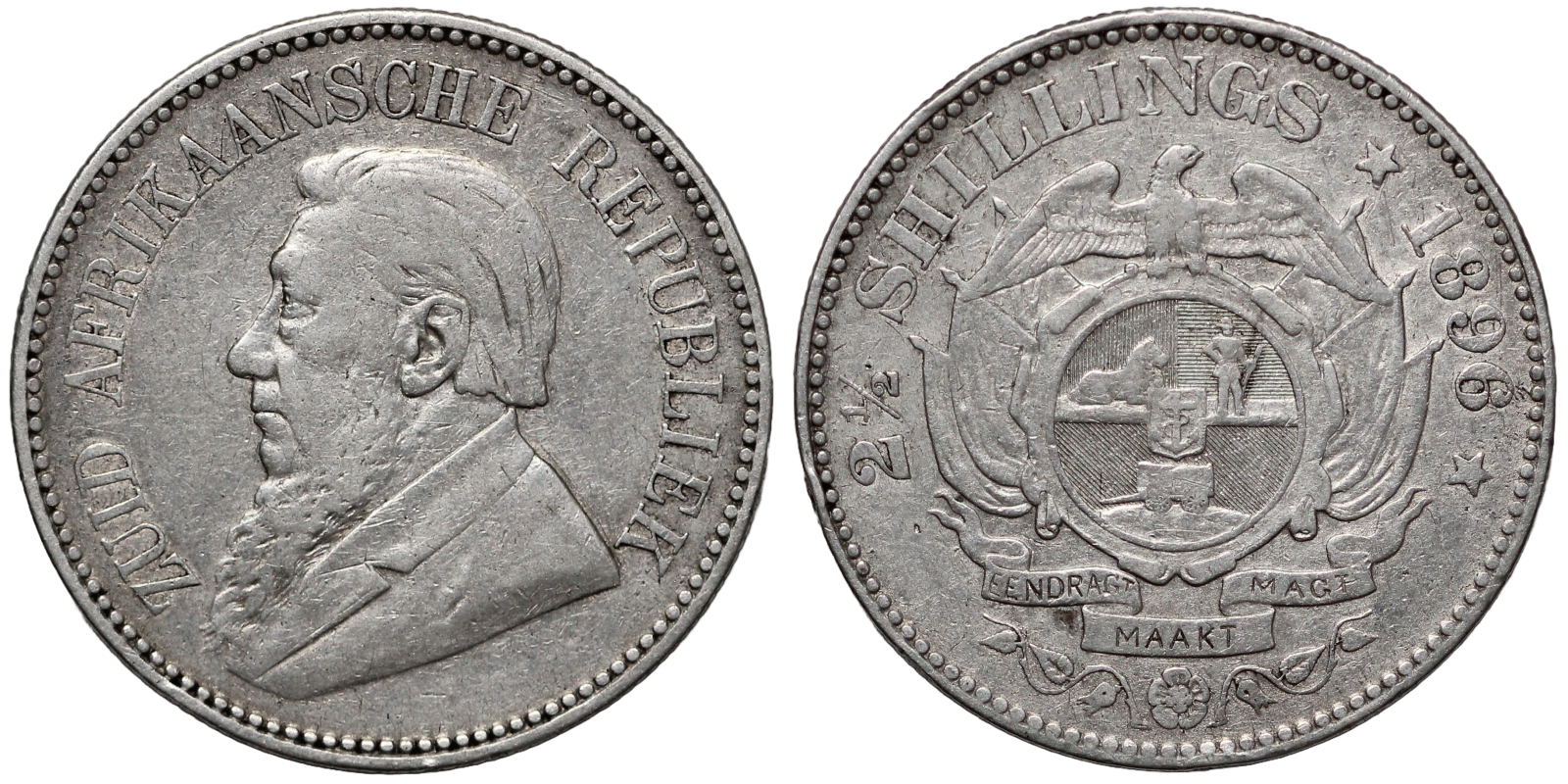 South Africa 1896 2-1/2 Shillings ZAR Kruger KM# 7 World Silver Coin - Imperial Numismatics