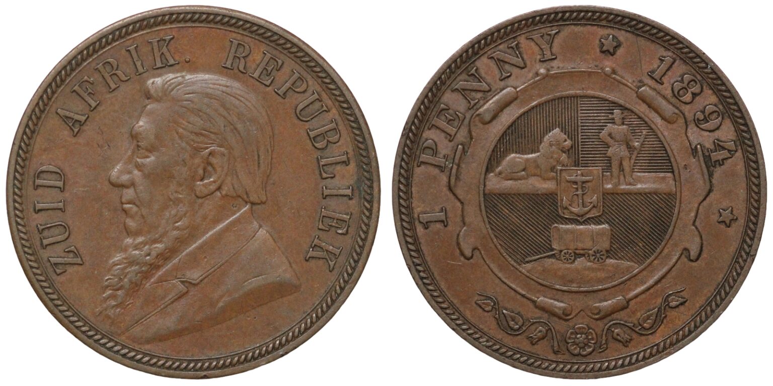 South Africa Republic ZAR 1894 Penny 1D KM# 2 World Bronze Coin ...