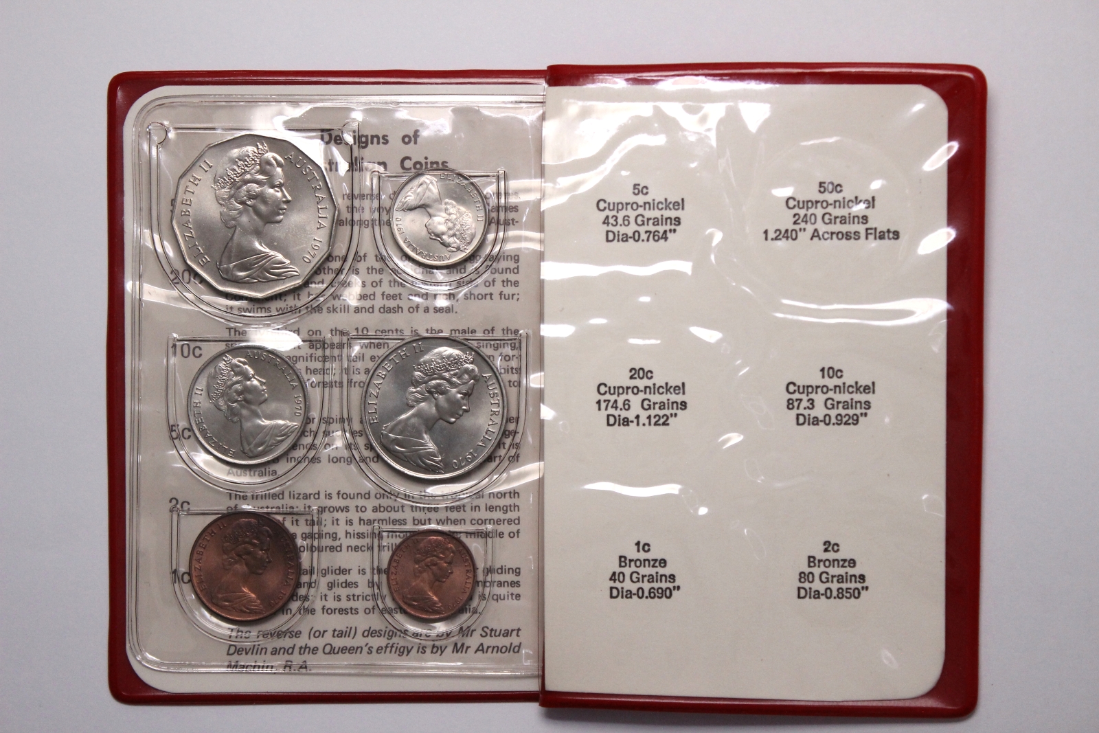 Australia 1970 Royal Australian Mint 6-Coin Uncirculated Set Red Wallet ...