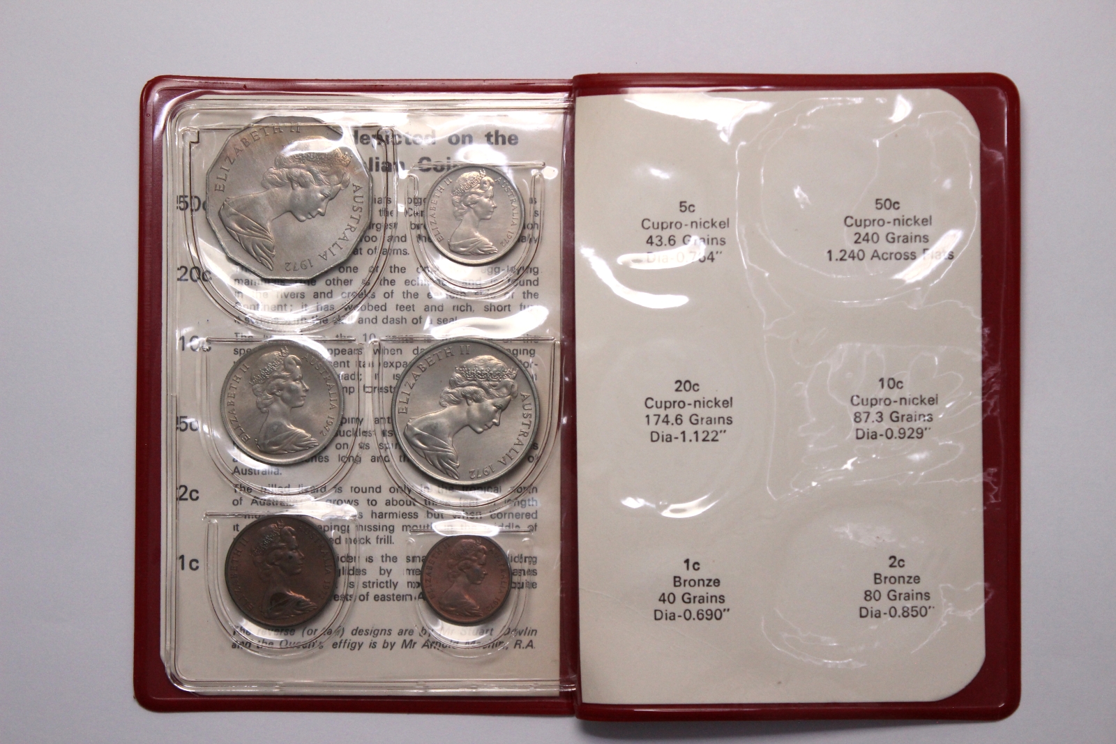 Australia 1972 Royal Australian Mint 6-Coin Uncirculated Set Red Wallet - Scarce - Imperial ...