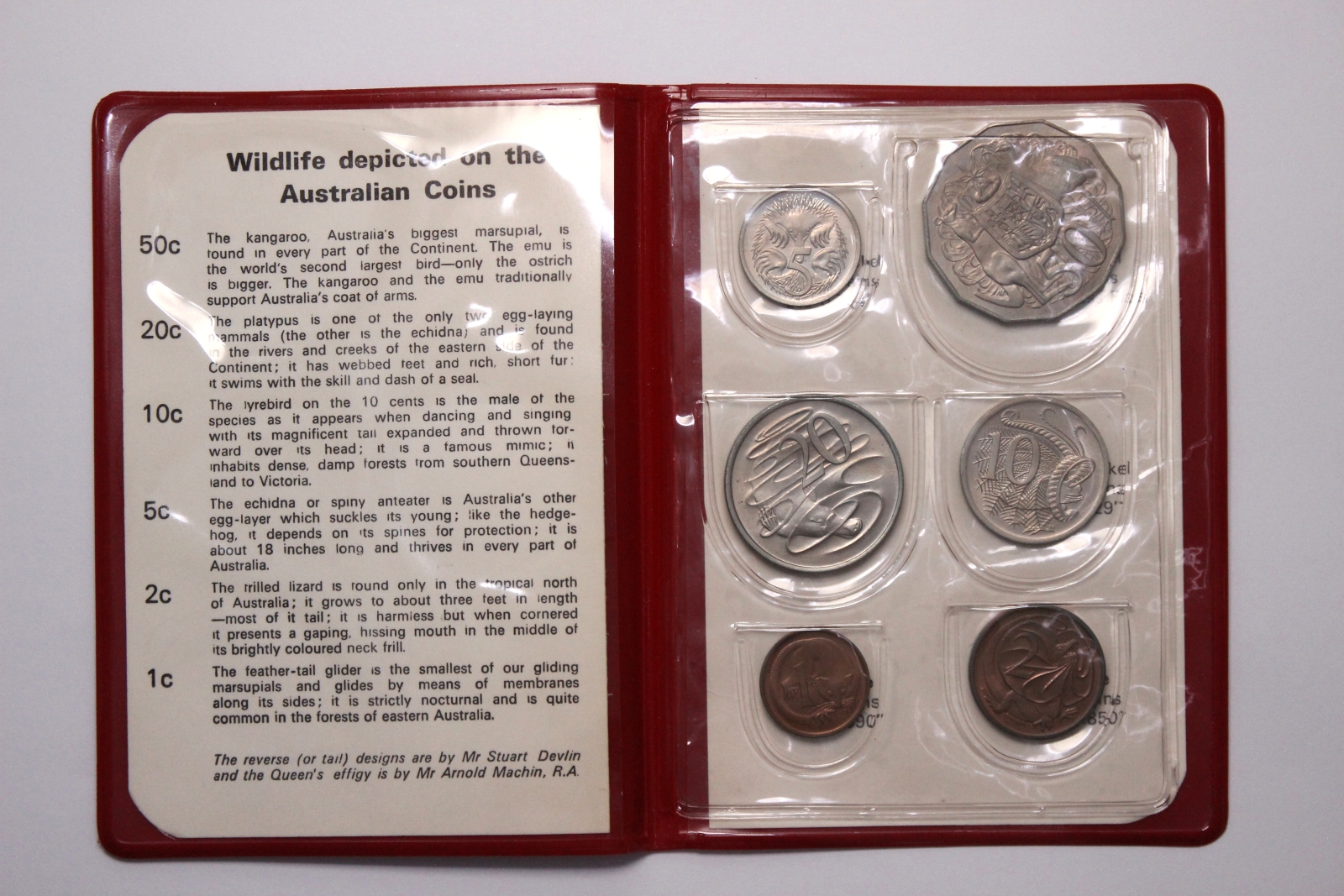 Australia 1972 Royal Australian Mint 6-Coin Uncirculated Set Red Wallet ...