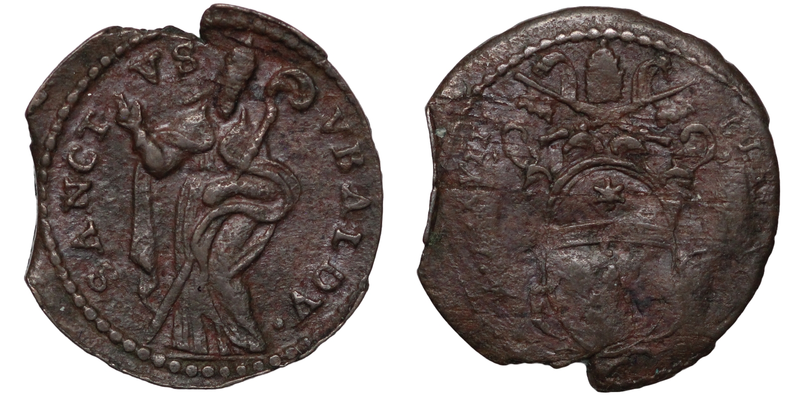 Italy Papal States Gubbio Quattrino Clement XI(1700-1721) St Ubaldus ...