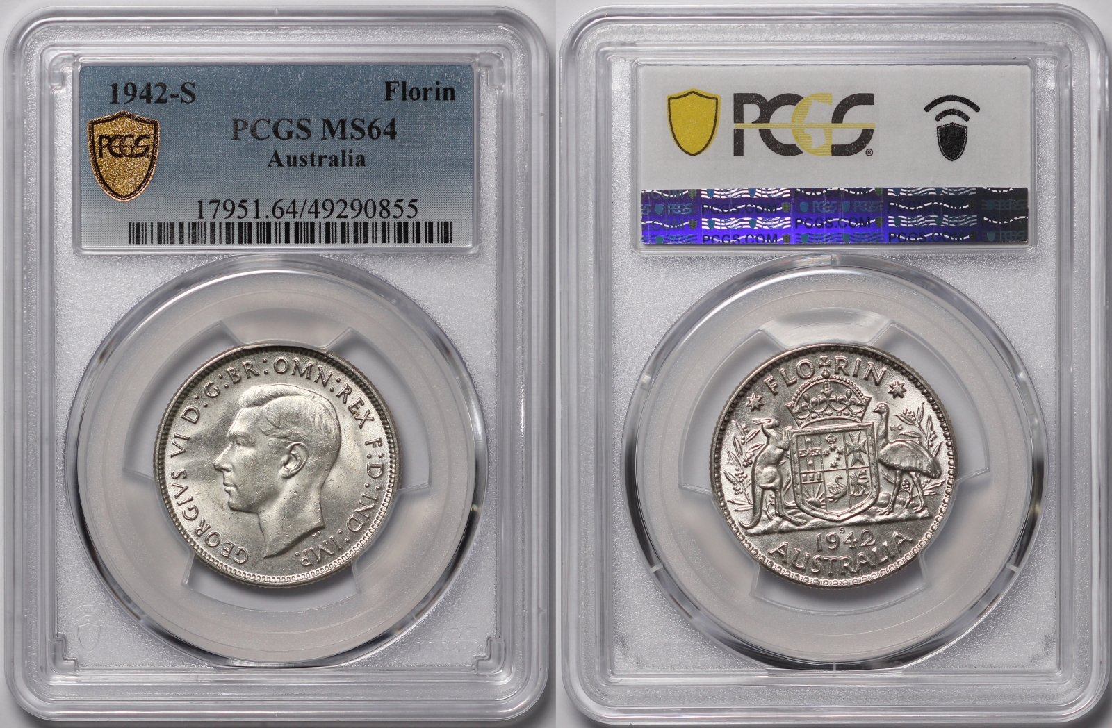 PCGS Graded MS64 Australia 1942-S San Francisco Florin Uncirculated ...