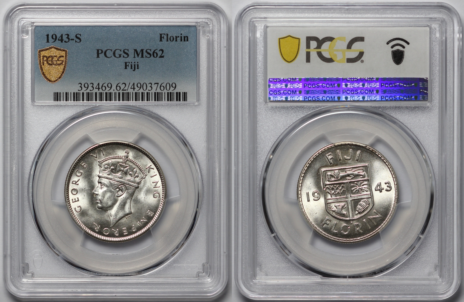PCGS MS62 Fiji 1943-S Florin San Francisco Mint Uncirculated Silver Coin - Imperial Numismatics