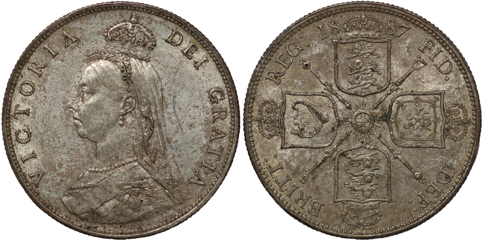 Great Britain 1887 Florin Victoria Jubilee Head S-3925 Sterling Silver ...