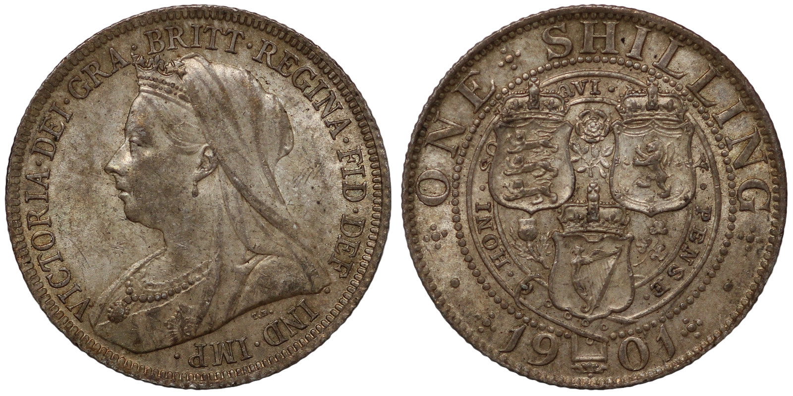 Great Britain 1901 Shilling Victoria Old Head S-3940A Sterling Silver ...