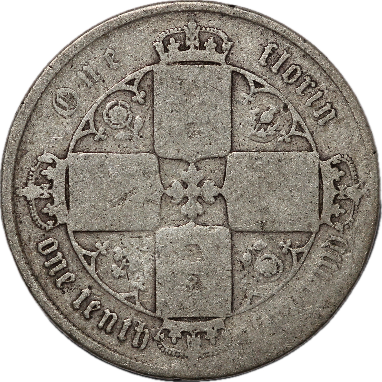 Great Britain 1869 (mdccclxix) Gothic Florin Die Number 7 S-3893 Silver ...