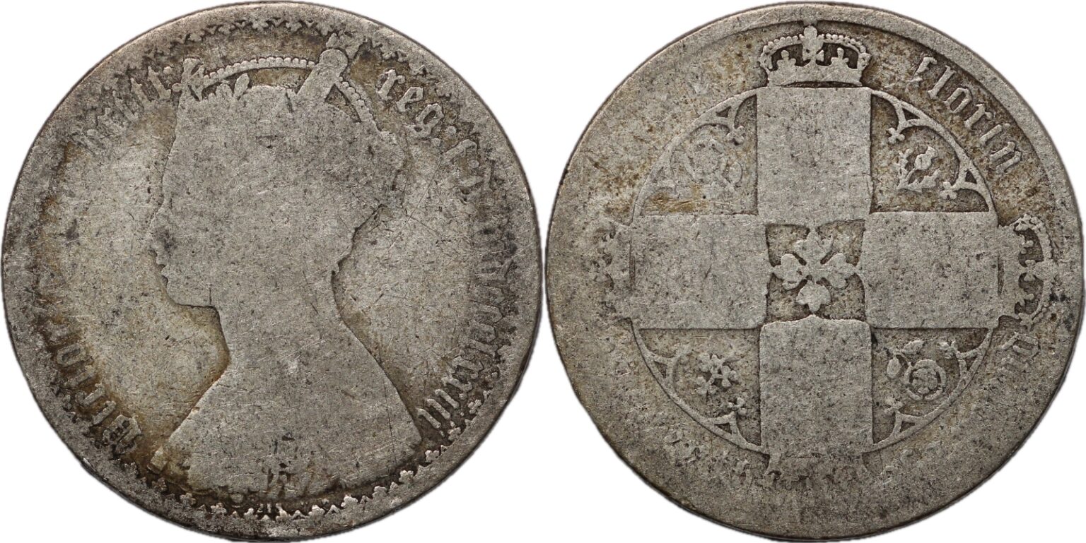 Great Britain 1873 (mdccclxxiii) Gothic Florin Die Number 213 S-3893 ...