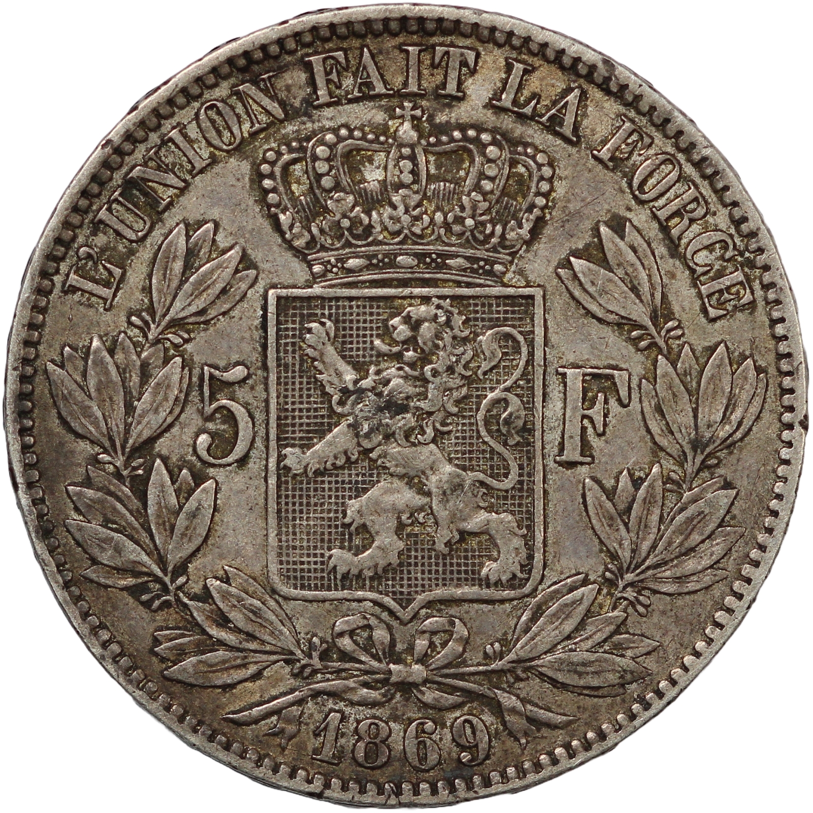 Belgium 1869 5 Francs Leopold II KM# 24 World Silver Coin - Imperial ...