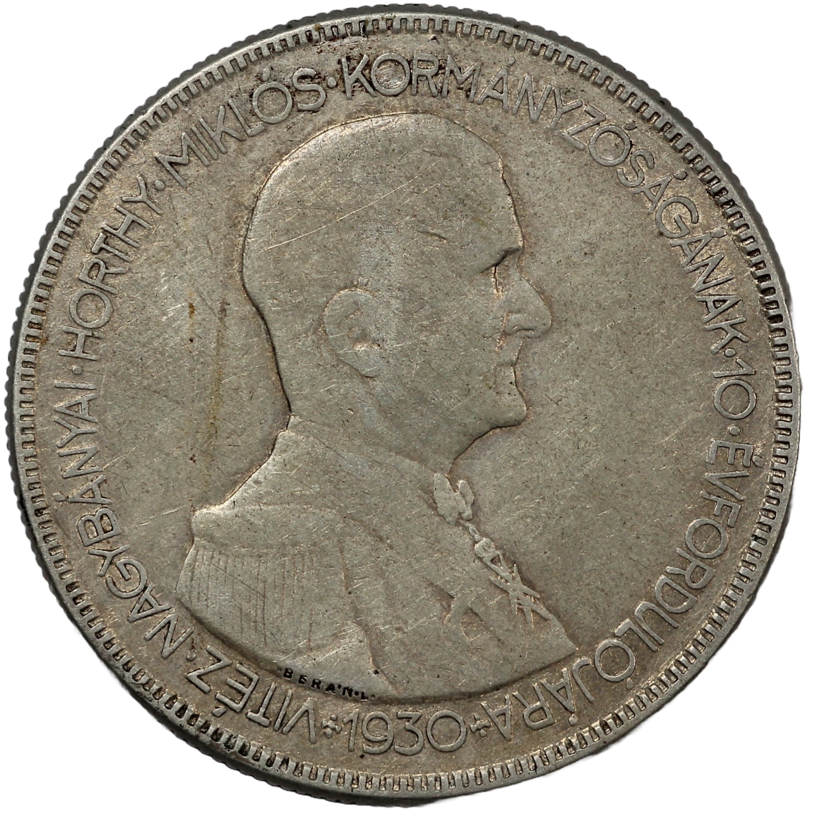 Hungary 1930-BP 5 Pengo 10th Anniversary - Regency of Admiral Horthy ...