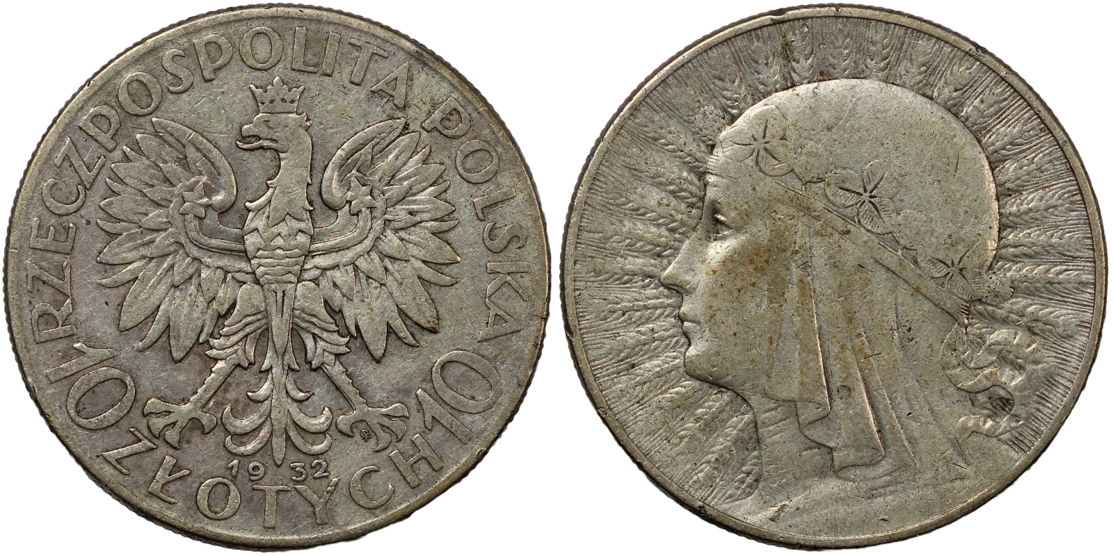 Poland 1932(w) 10 Zlotych Warsaw Mint Arrow Mintmark Y# 32 World Silver Coin - Imperial Numismatics