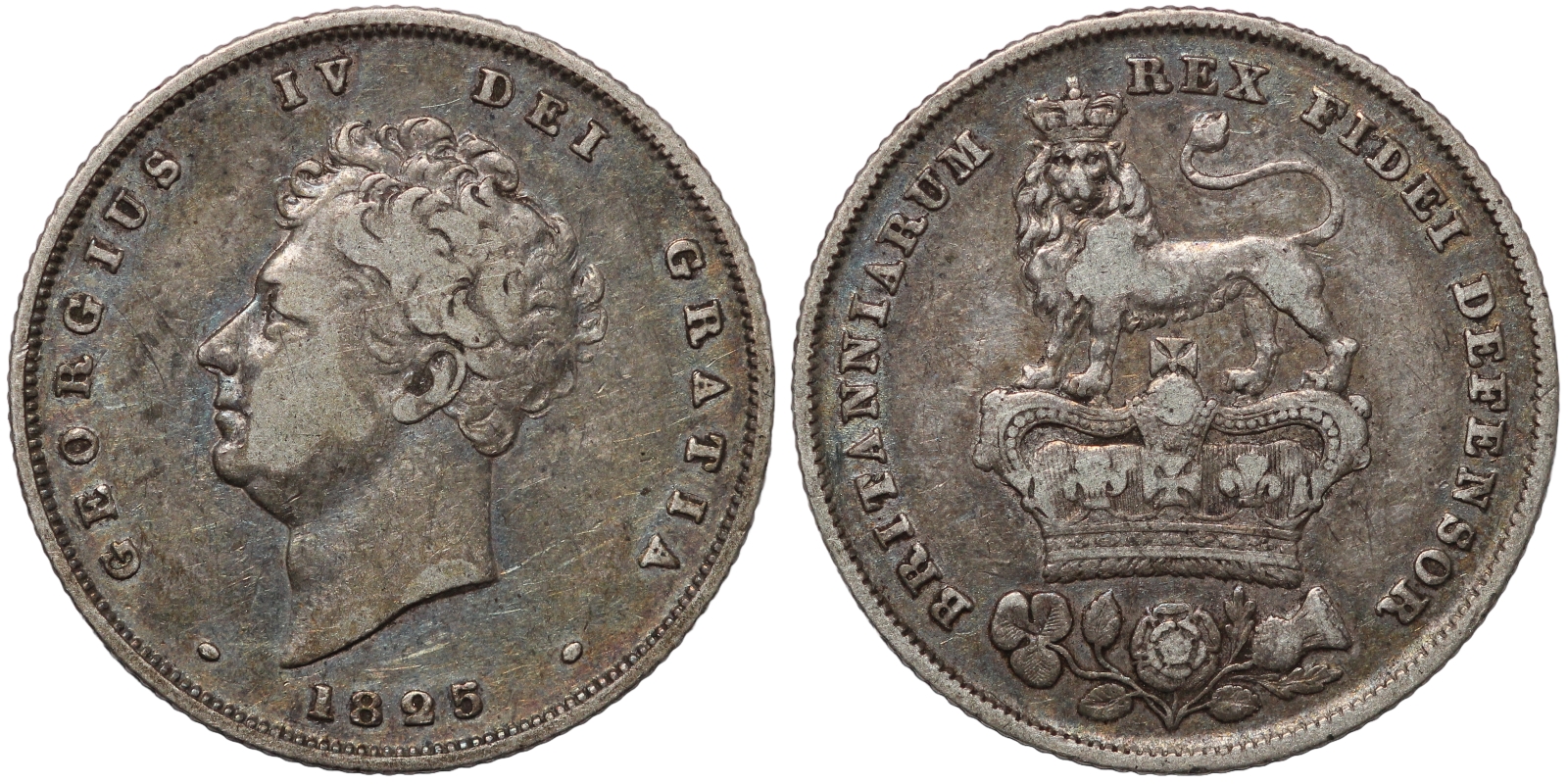 Great Britain 1825 Shilling George IV Third Reverse S-3812 Silver Coin ...