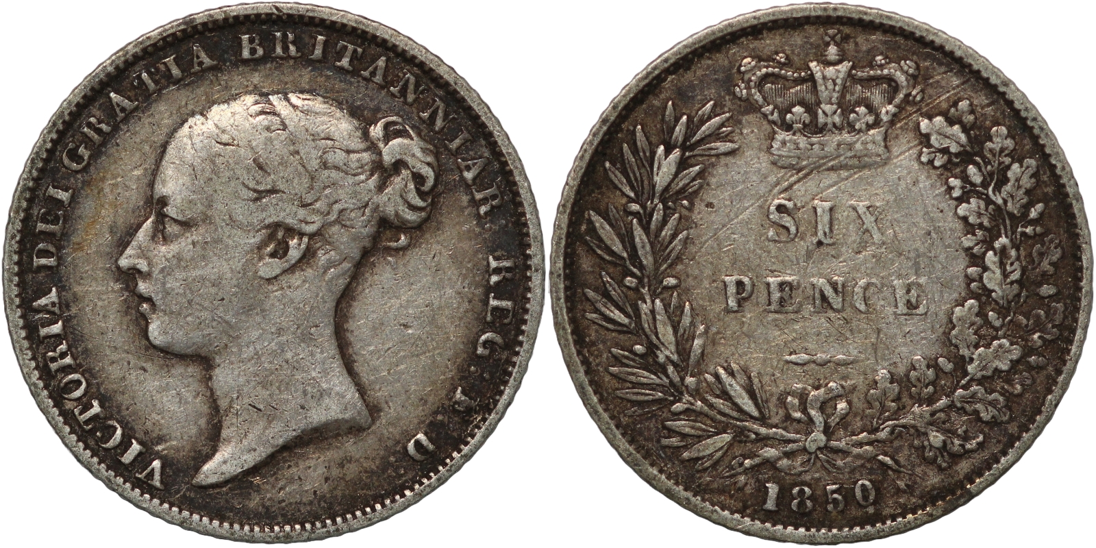 Great Britain 1850 Sixpence Victoria Young Head No Die Number S-3908 ...