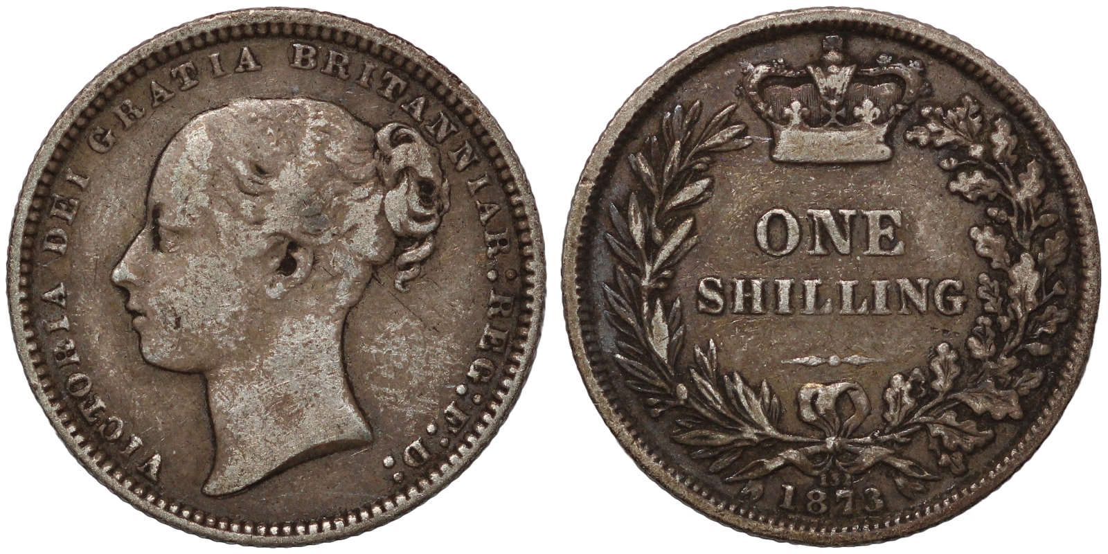 Great Britain 1873 Shilling Victoria Young Head Die No. 132 S-3906A ...