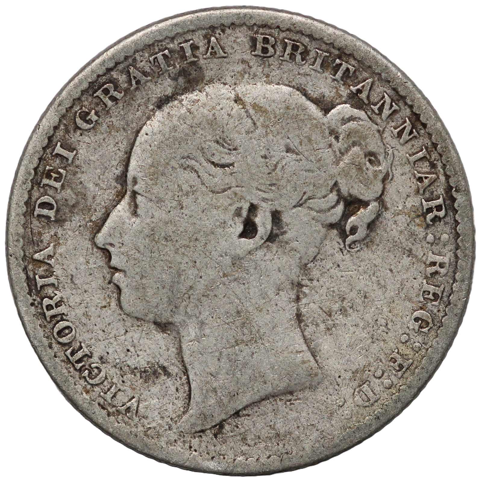 Great Britain 1880 Shilling Victoria Young Head No Die Number S-3907 ...