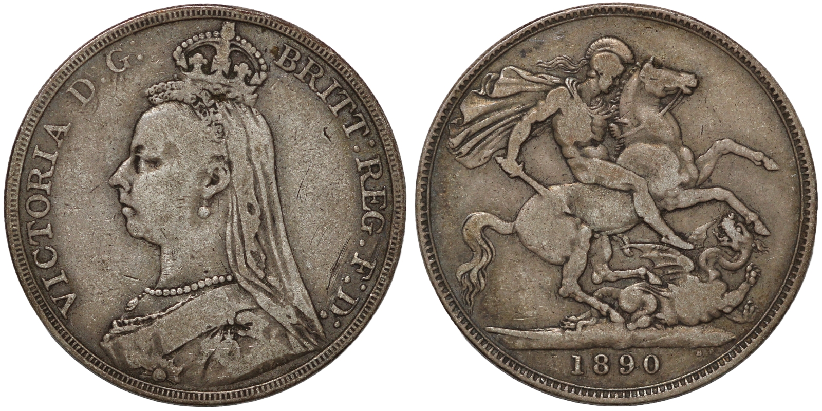 Great Britain 1890 Crown Victoria Jubilee Head S-3921 Large Sterling ...