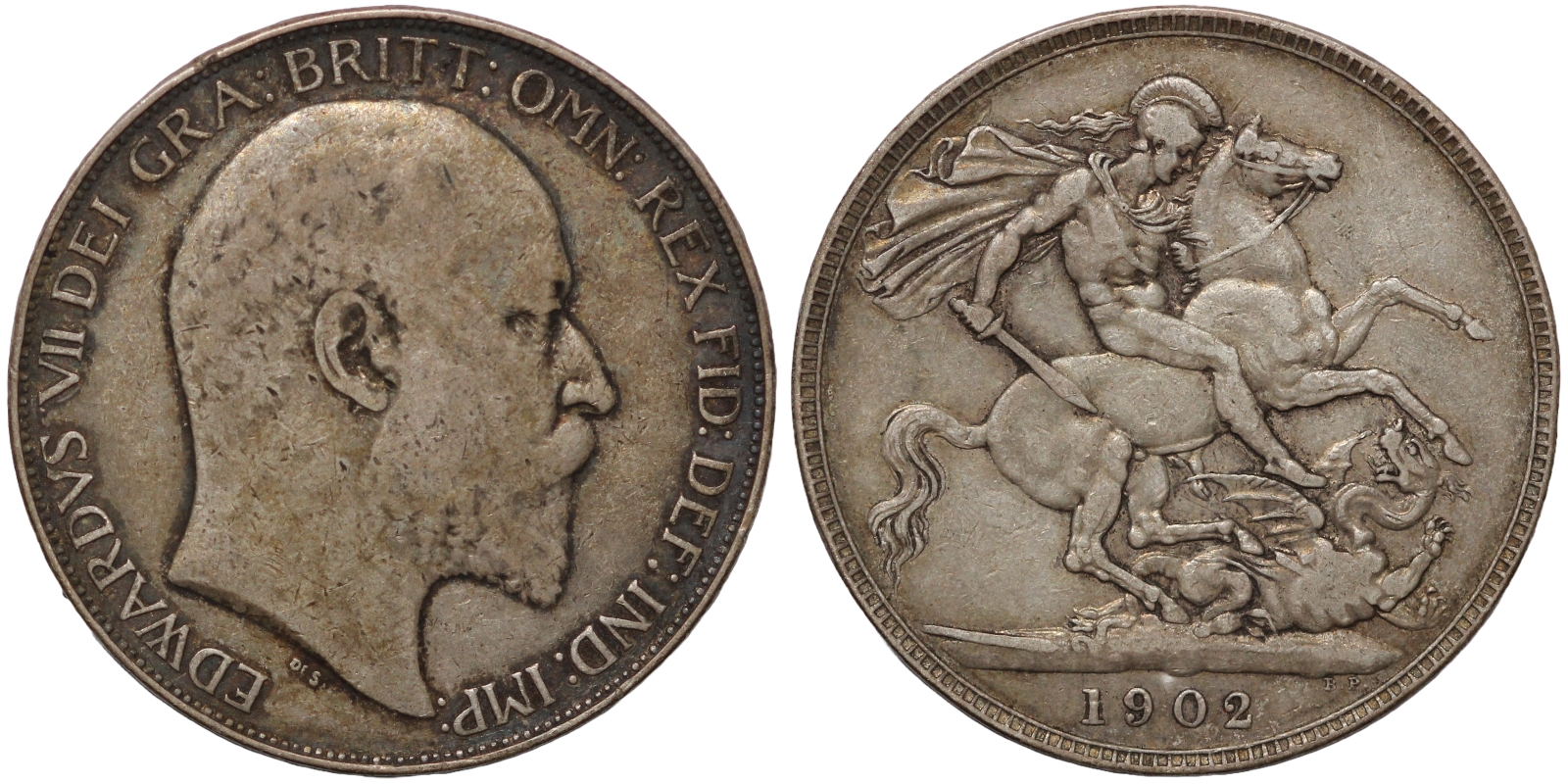 Great Britain 1902 Crown Edward VII S-3978 Sterling Silver Coin One ...