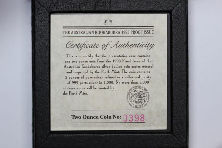 1993 Australian Kookaburra 2oz Silver Proof Coin Large Coin Series ...