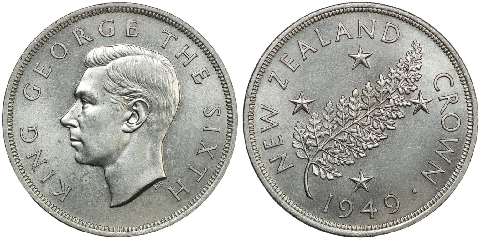 New Zealand 1949 Crown George VI Royal Visit KM#22 World Silver Coin 1 ...