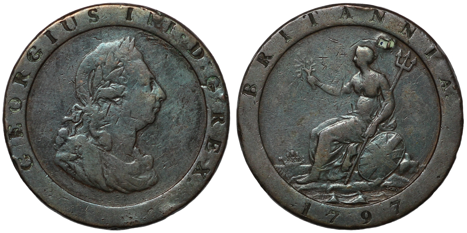 Great Britain 1797 Cartwheel Penny George III S-3777 Proclamation Coin ...