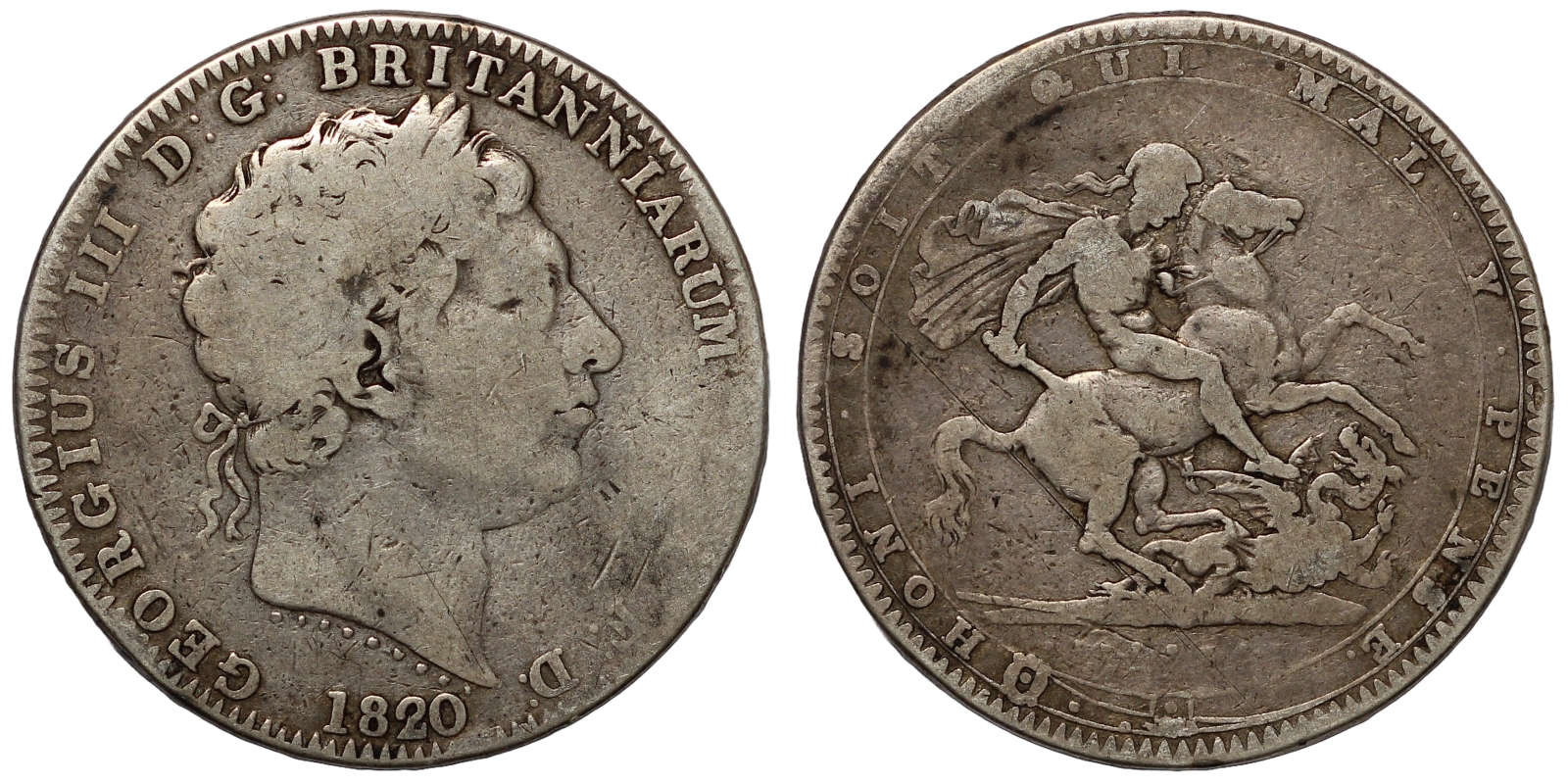 Great Britain 1820 Crown George III S-3787 Large Sterling Silver World ...