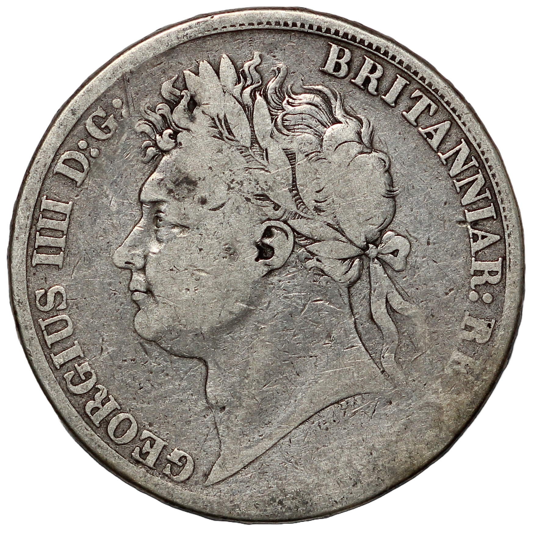 Great Britain 1821 Crown George IV SECUNDO Edge Large Sterling Silver ...