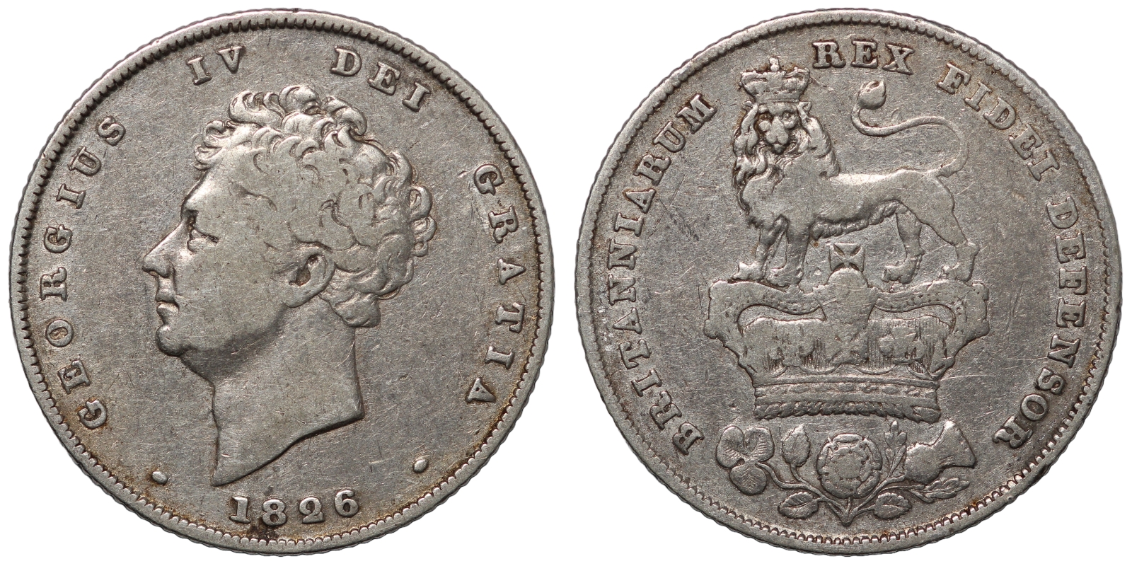 Great Britain 1826 Shilling Third Reverse George IV S-3812 Silver Coin ...