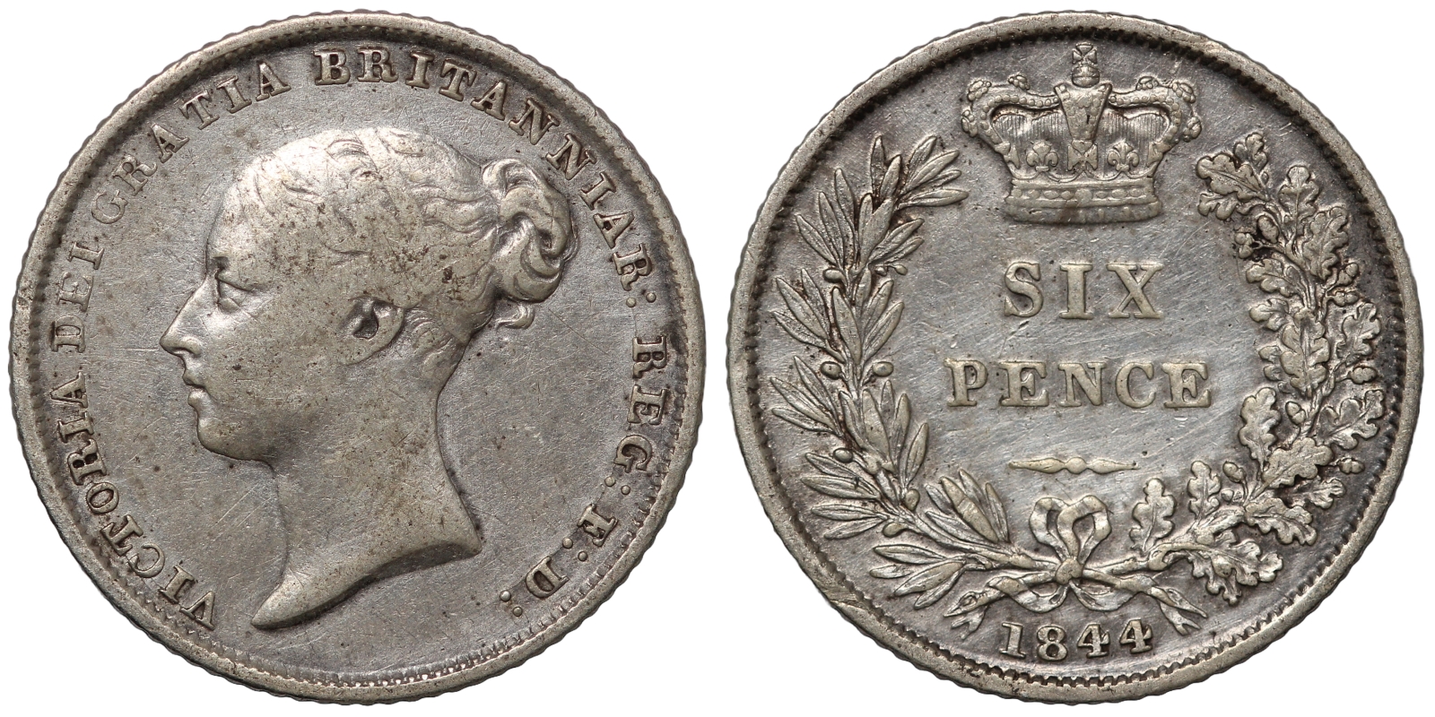 Great Britain 1844 Sixpence Small 44 Victoria Young Head S-3908 Silver ...