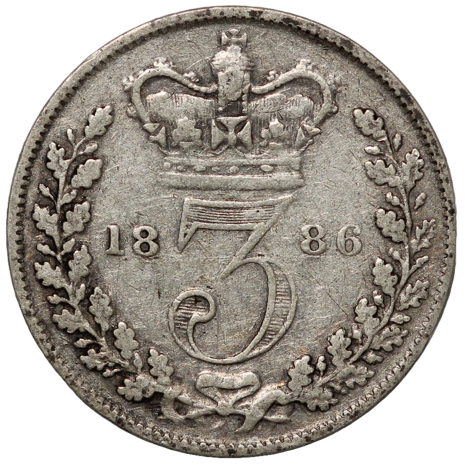 Great Britain 1886 Threepence 3d Victoria Young Head S-3914D World ...