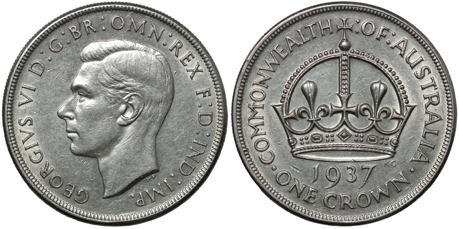 Australia 1937 Crown George VI Sterling Silver Coin - Imperial Numismatics
