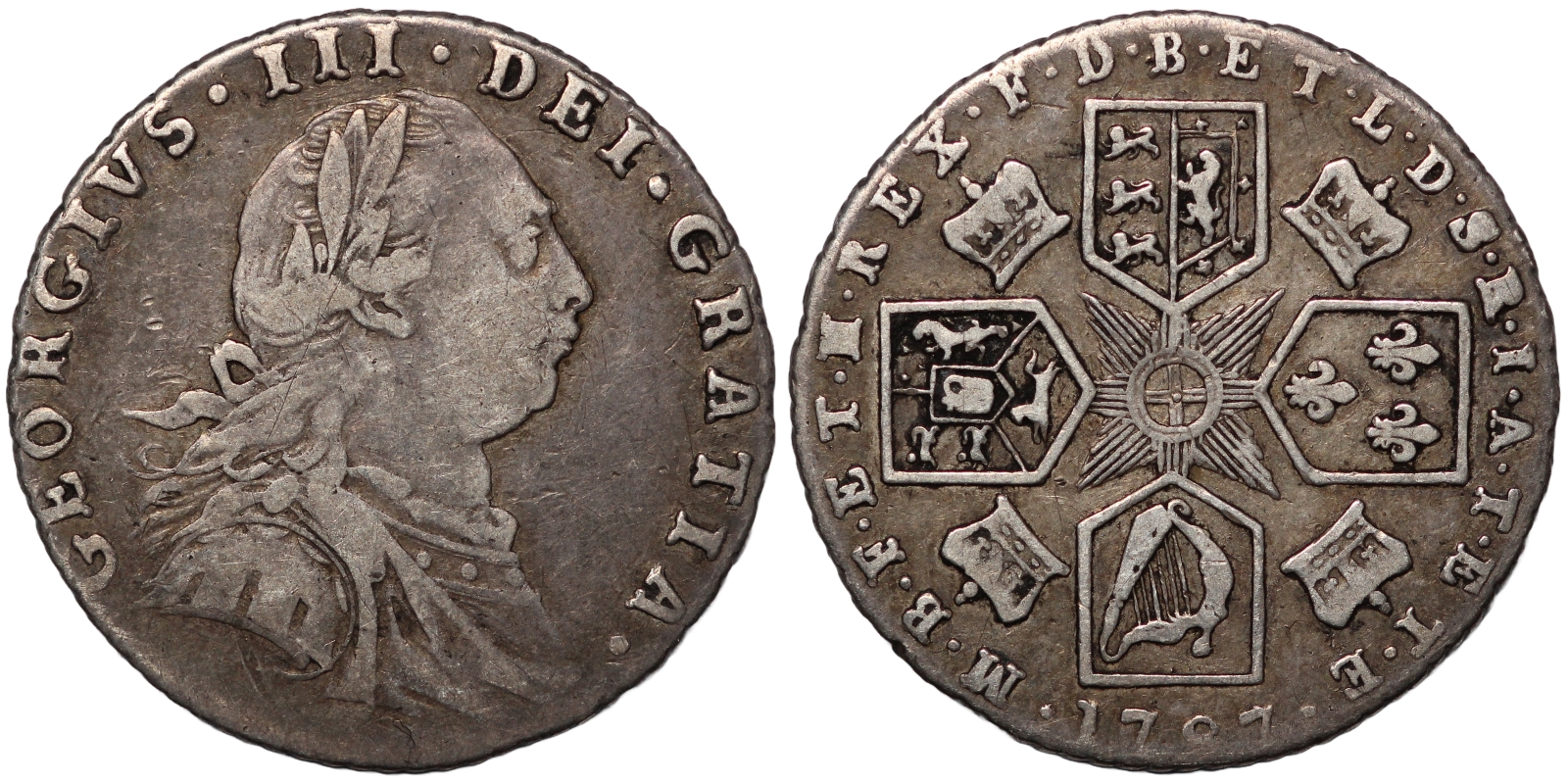 Great Britain 1787 Sixpence Hearts George III S-3748 Early Milled ...