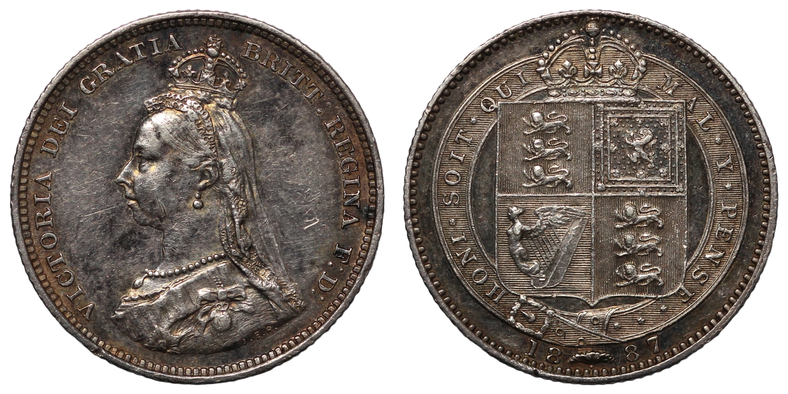 Great Britain 1887 Shilling Victoria Small Jubilee Head S-3926 Silver ...