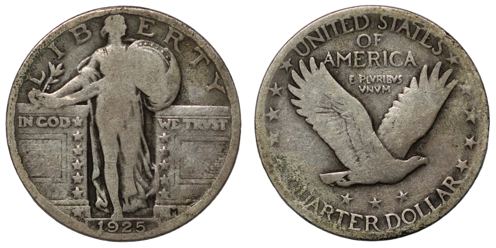 United States USA 1925 Standing Liberty Quarter Dollar 25C World Silver ...