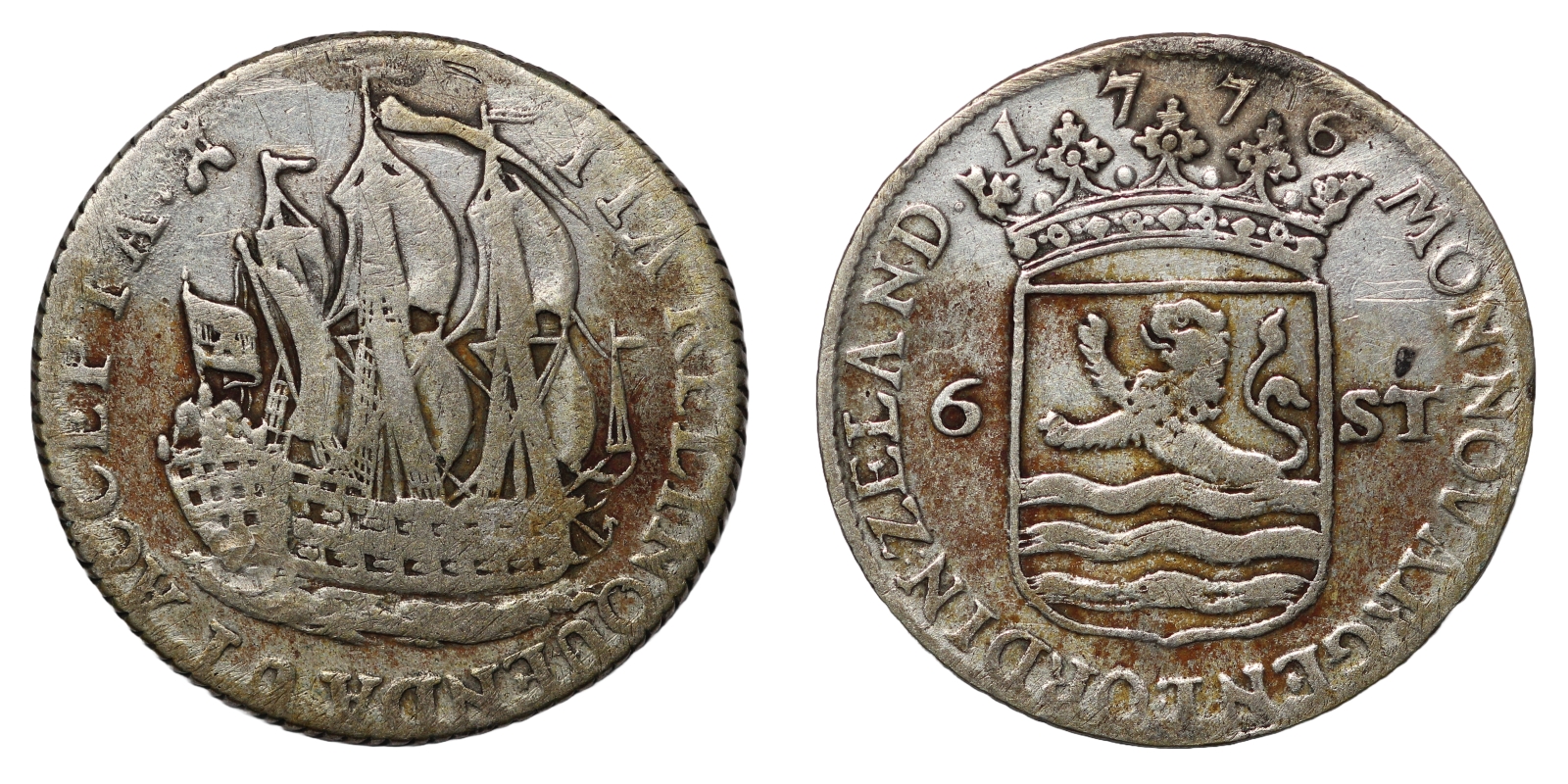 Dutch Republic Netherlands Zeeland 1776 6 Stuivers KM# 90.2 World ...