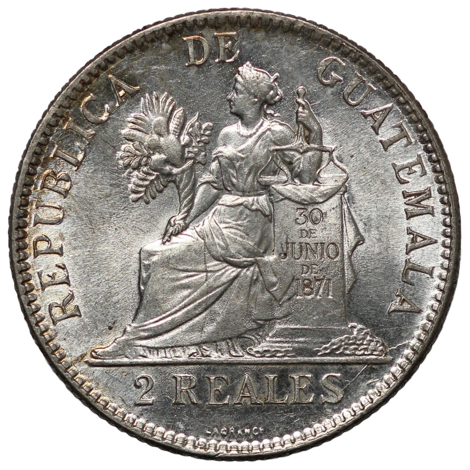 Guatemala 1898 2 Reales KM# 137 World Silver Coin - Imperial Numismatics