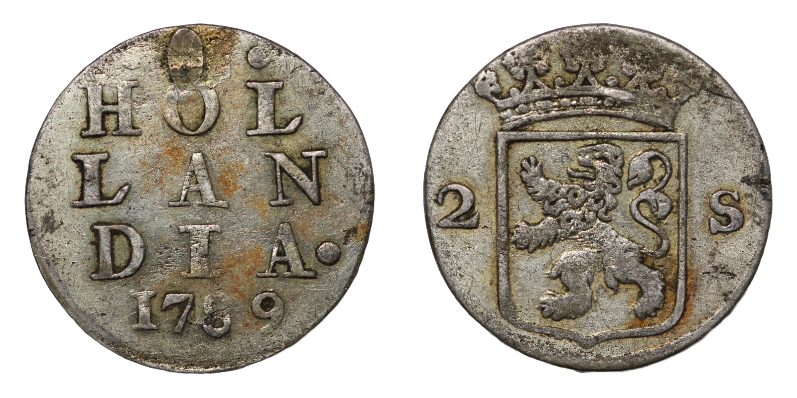 Lot of 6 Netherlands Holland 2 Stuivers Various Dates 1672-1793 Silver ...