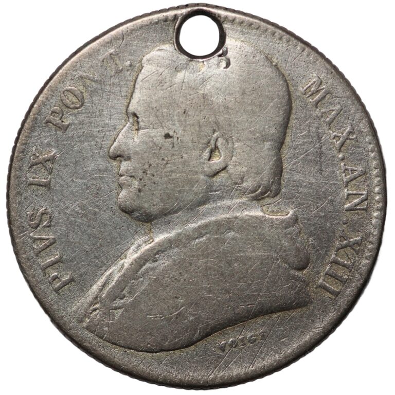 Italian States Papal States 1858 Year XIII 20 Baiocchi Pius IX World ...