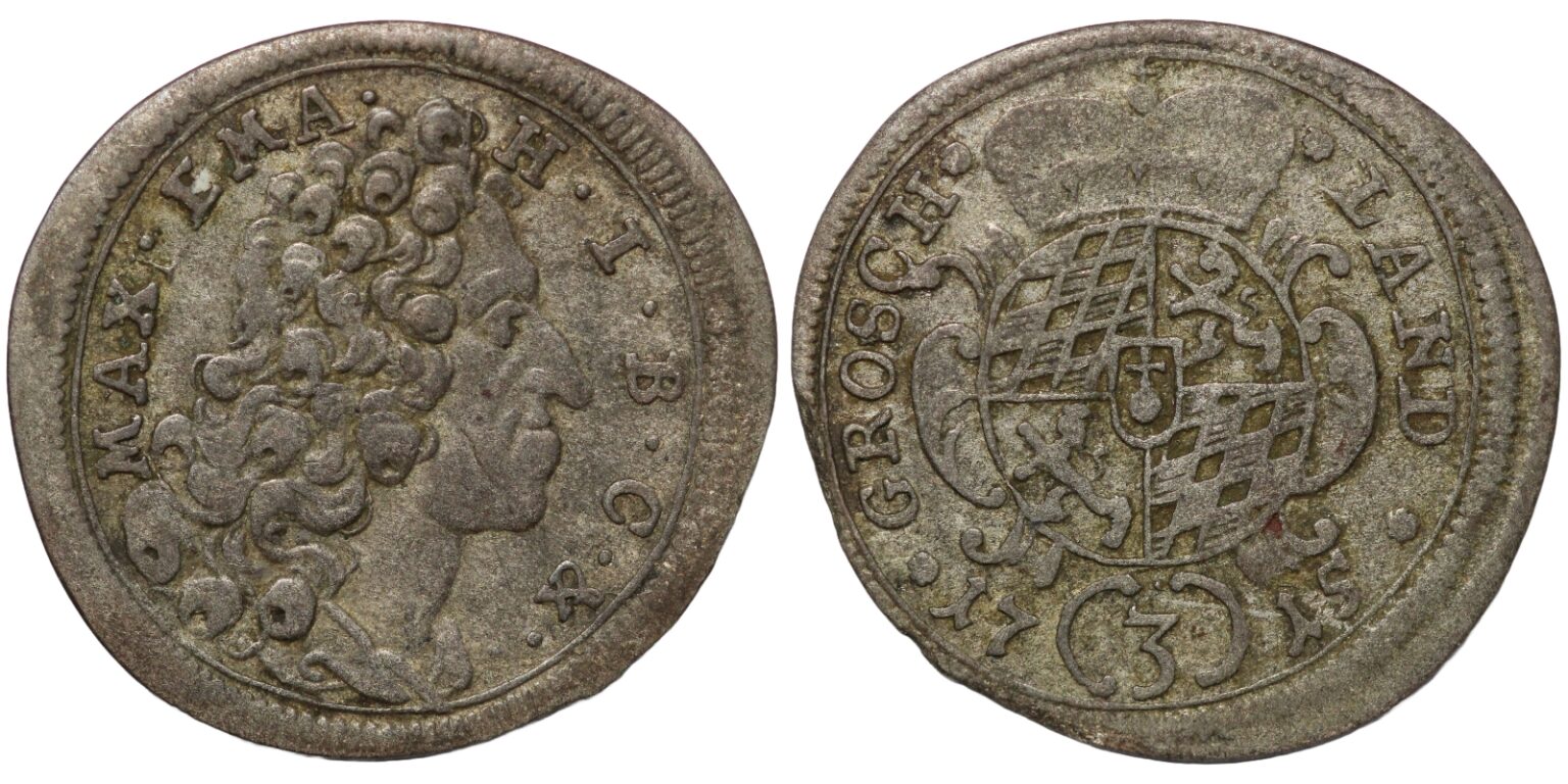 German States Bavaria 1715 3 Kreuzers Maximilian II Emanuel World ...