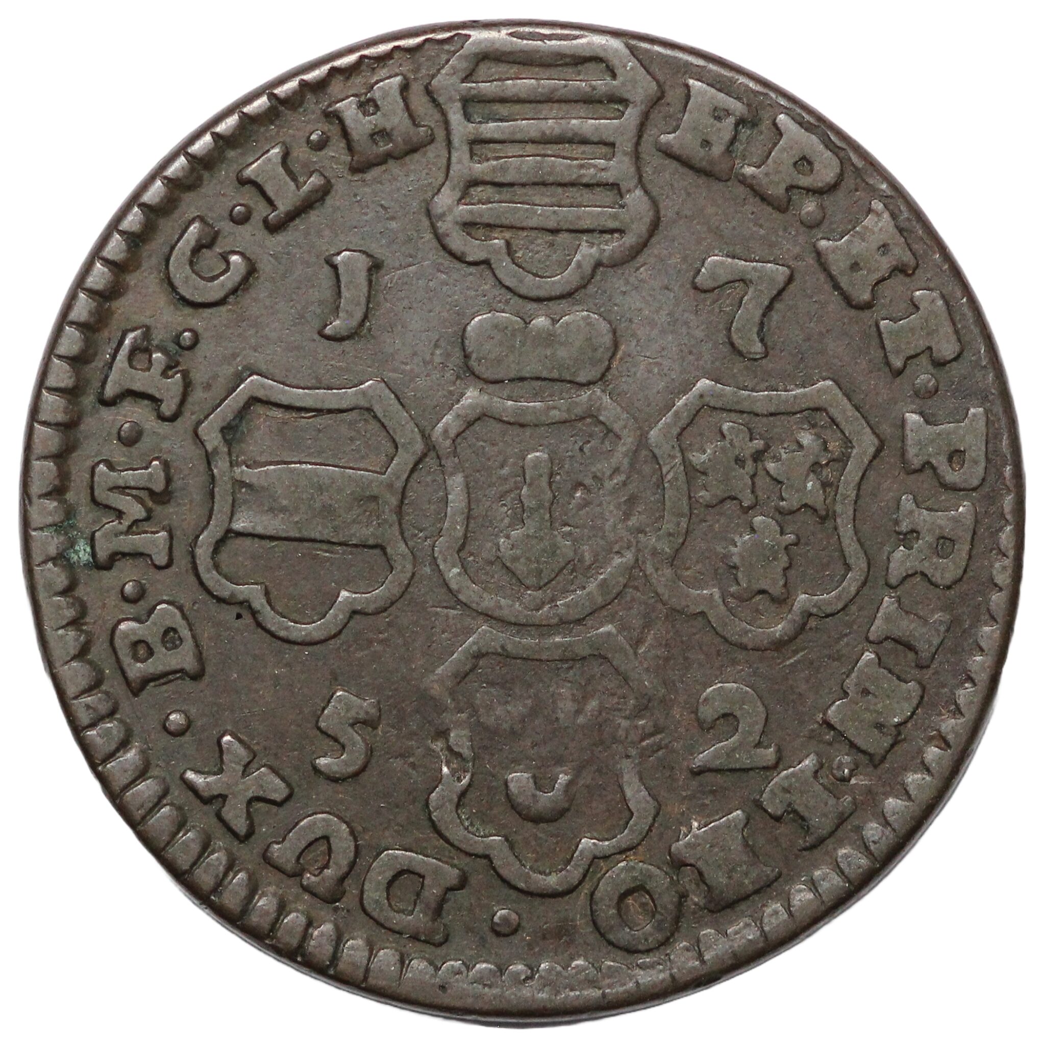 Belgian States - Liege 1752 2 Liards Jean-Théodore of Bavaria Copper ...