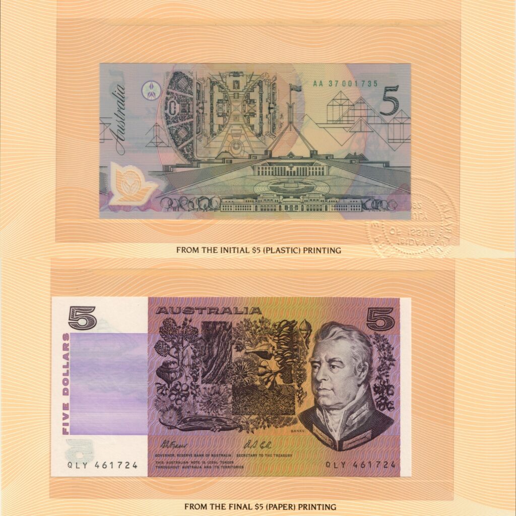 Australia 1992 $5 Banknotes First & Last First Day of Issue Embossed ...