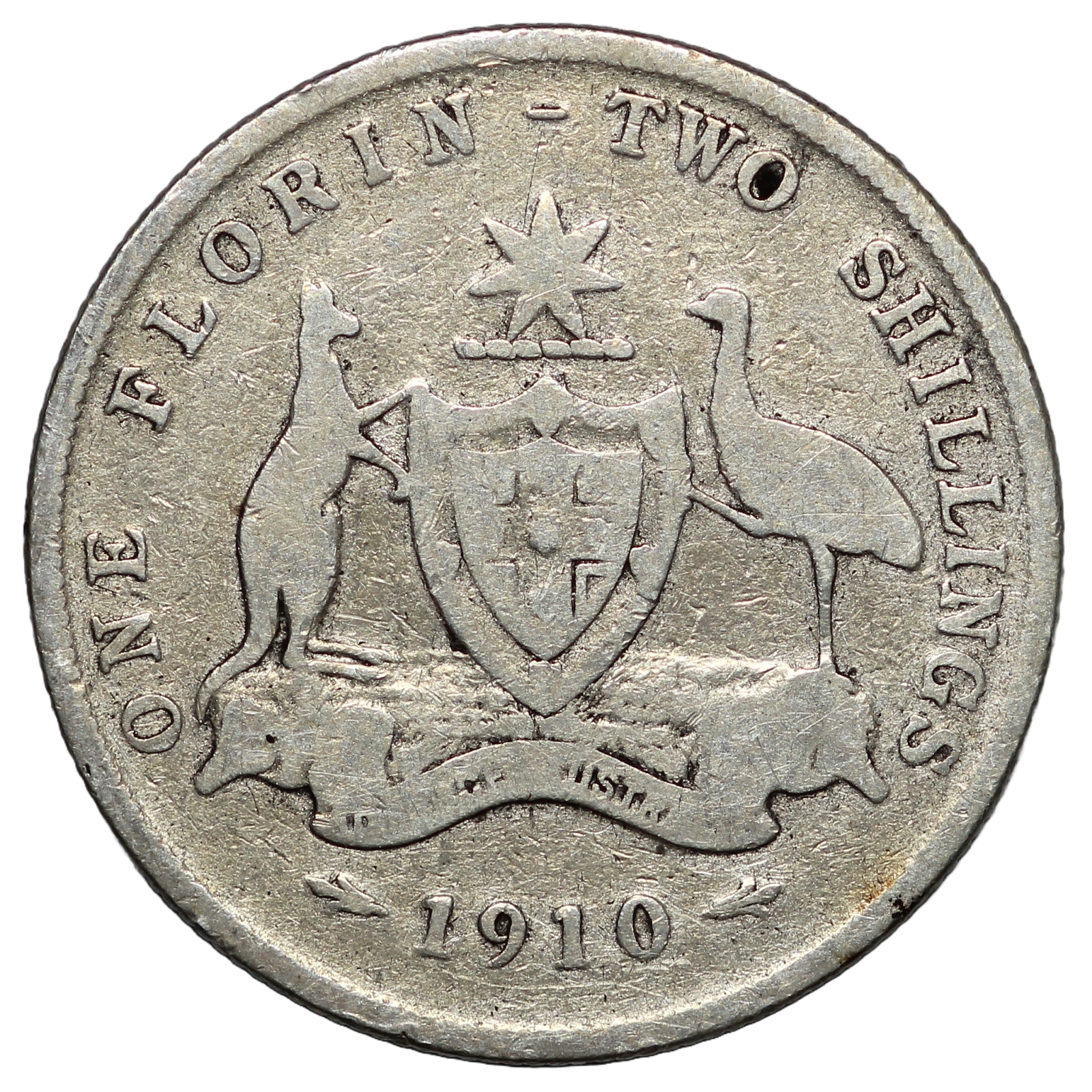 Australia 1910 Florin Edward VII One-Year Type Sterling Silver Coin ...