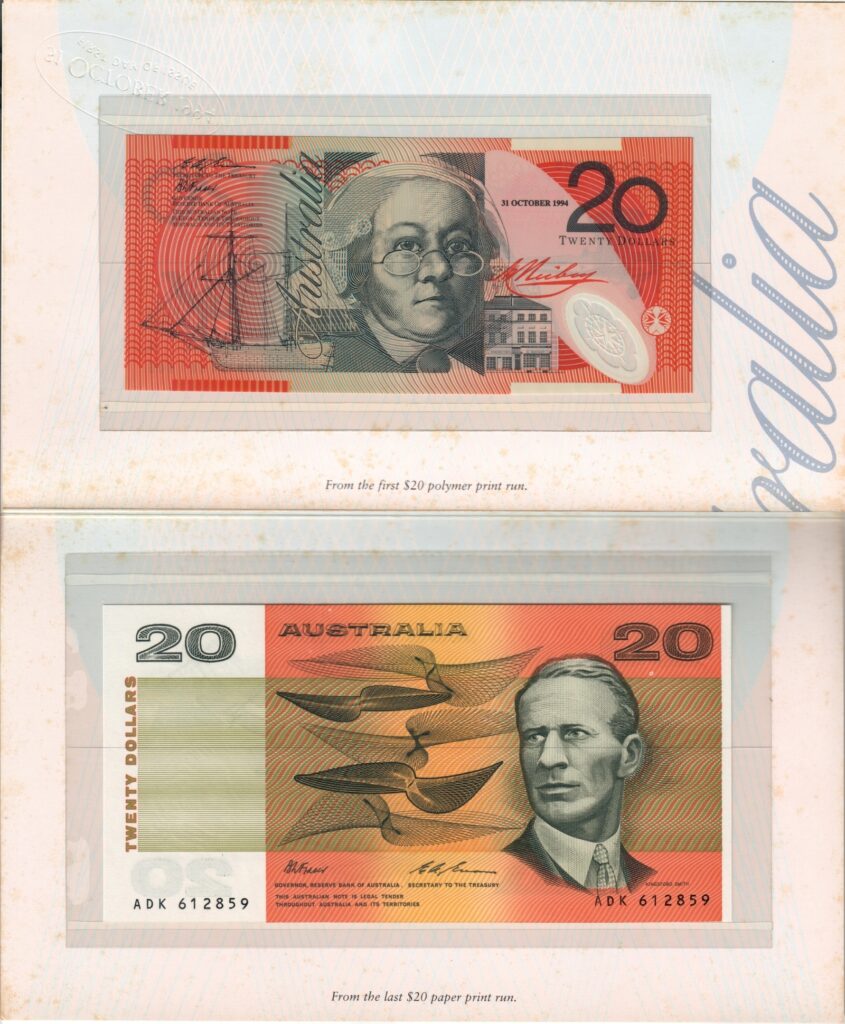 Australia 1994 $20 Banknotes First & Last First Day of Issue Embossed ...