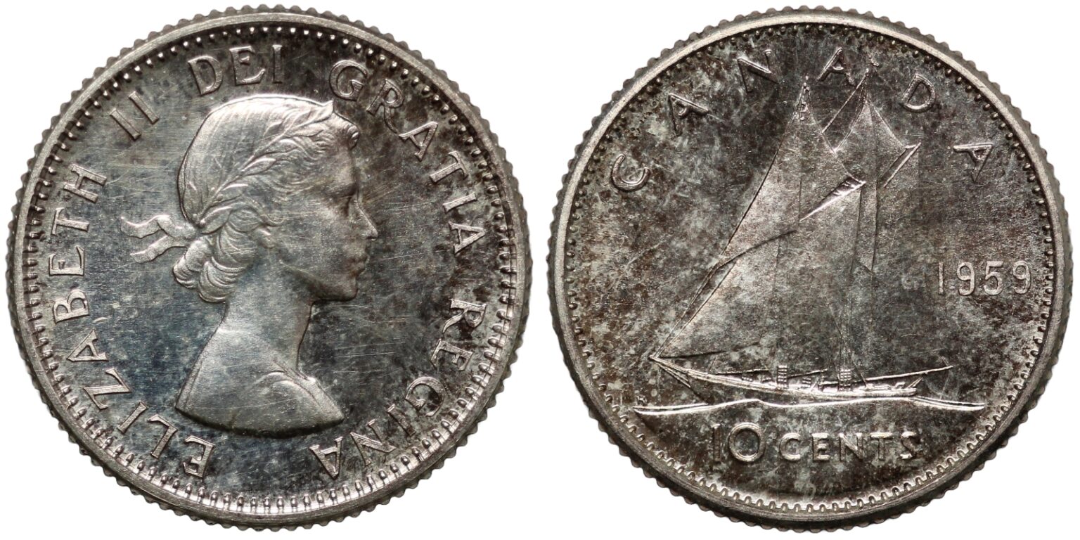 Canada 1959 10 Cents Elizabeth II KM# 51 World Silver Coin - Imperial ...
