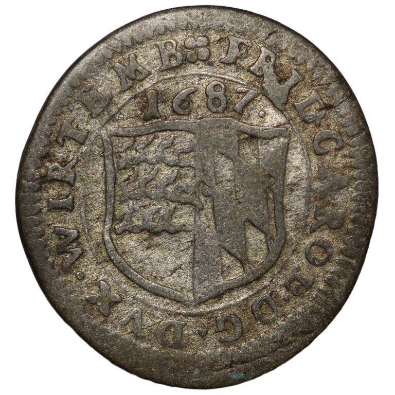 German States Württemberg 1687 1 Kreuzer Friedrich Karl KM#249 World ...