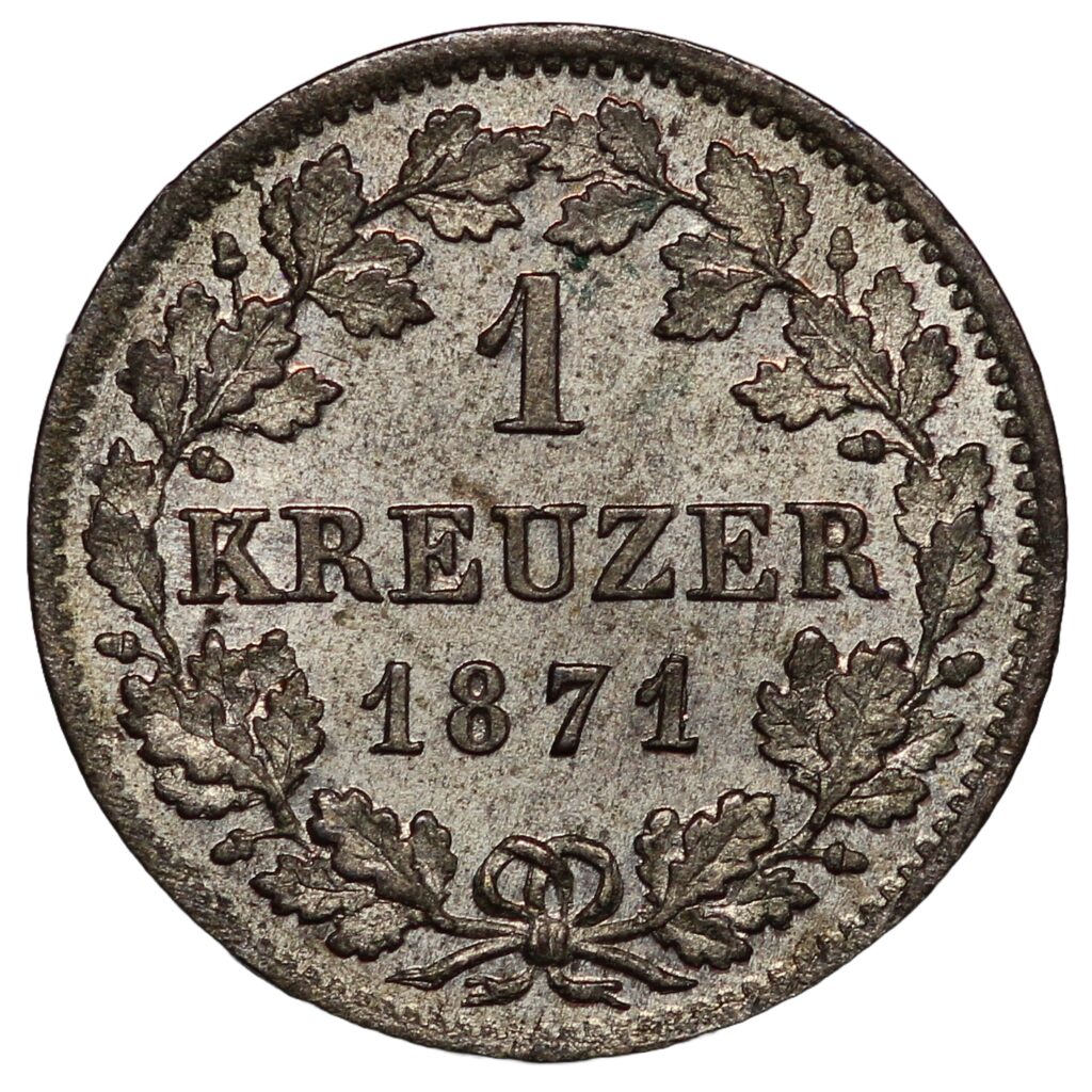 German States Kingdom of Bavaria 1871 1 Kreuzer KM# 873 World Silver ...